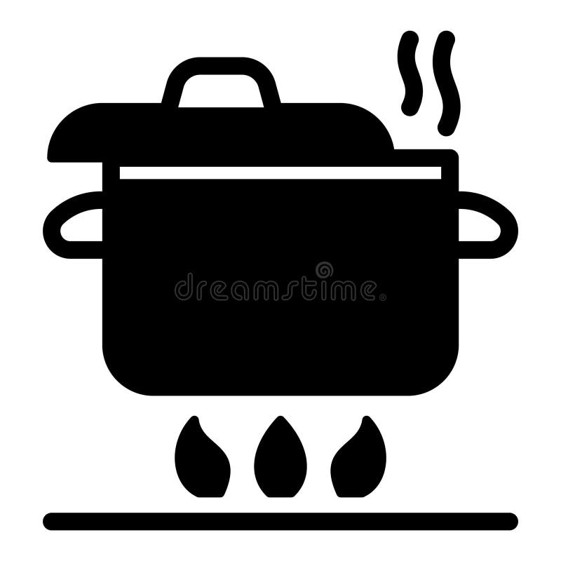 Pot on Fire Solid Icon, Cooking Concept. Vector Graphics. Kitchen Pot ...