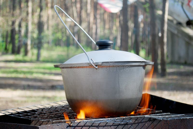 Pot on the fire stock photo. Image of campfire, cooking - 31520634
