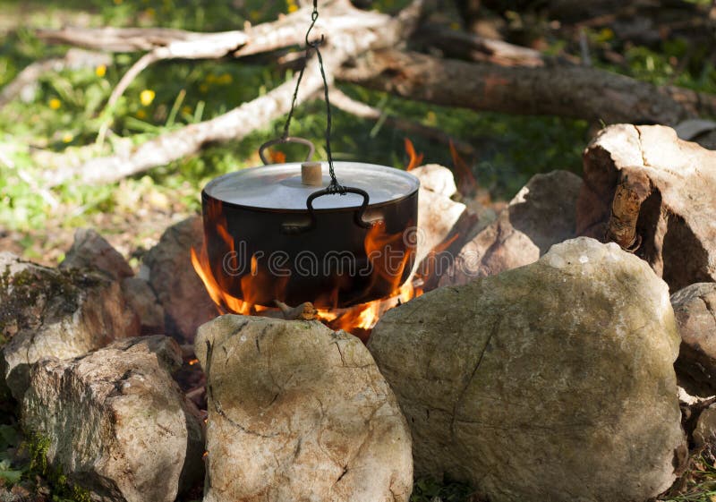 Pot on the fire stock image. Image of equipment, light - 41589073