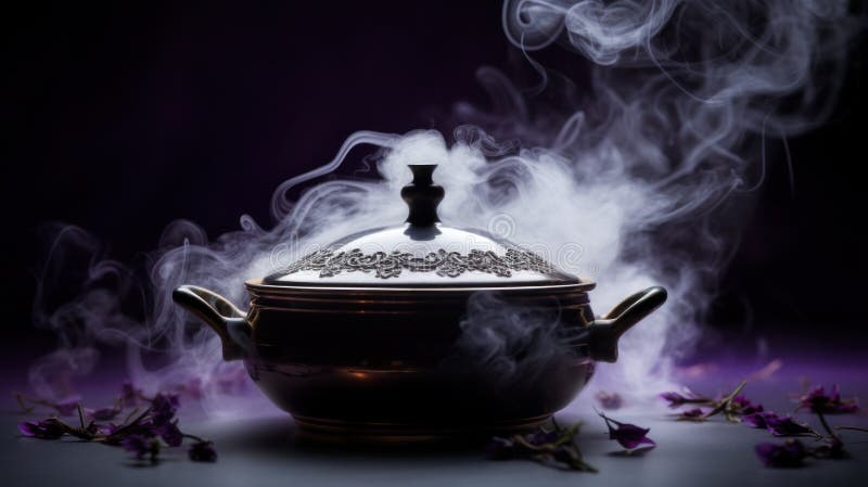 A Pot of Food with Smoke Coming Out from it on a Table, AI Stock ...