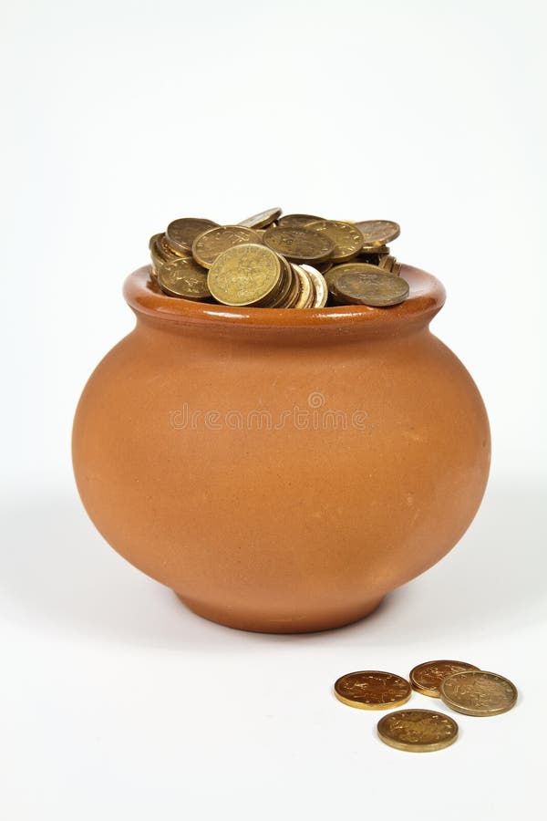 Pot full of gold coins stock image. Image of growth, background - 45821825