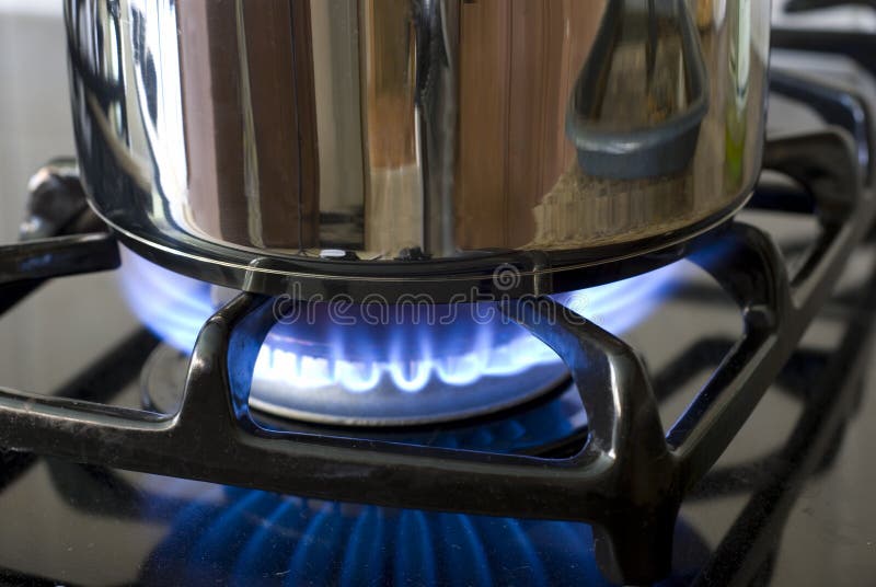 Pot on a gas burner stock photo. Image of tilt, stainless - 6780484
