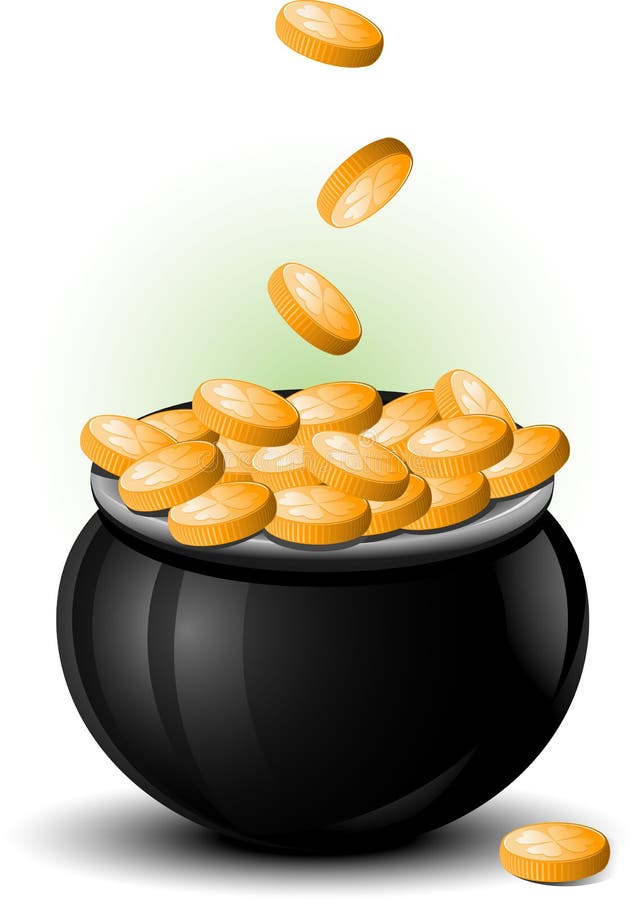 Magic pot with gold coin stock vector. Illustration of cauldron - 13272077