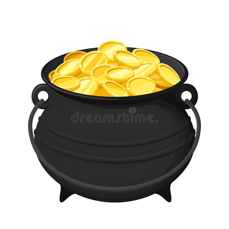 Pot of gold coins stock illustration. Illustration of bank - 20714244