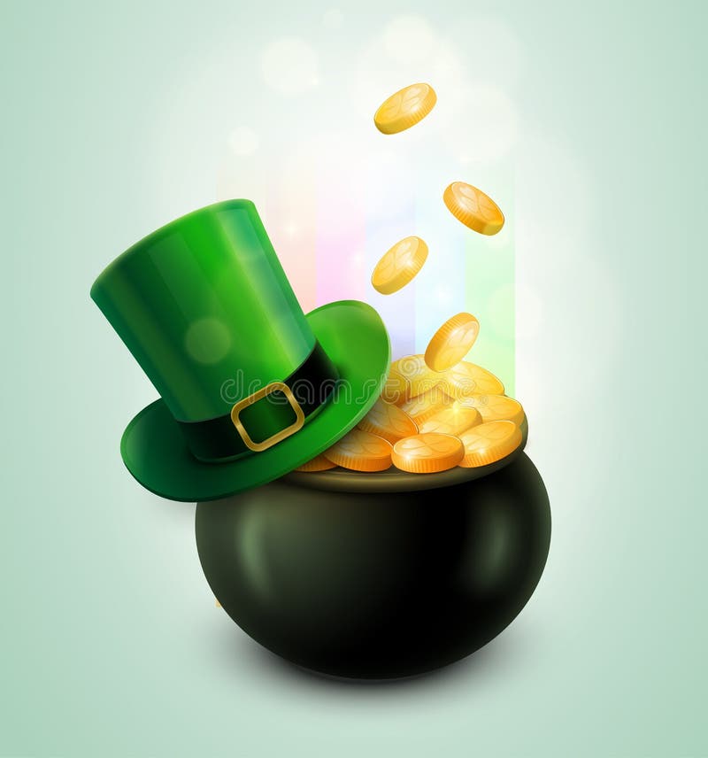 Pot of Gold stock vector. Illustration of green, magic - 37847718
