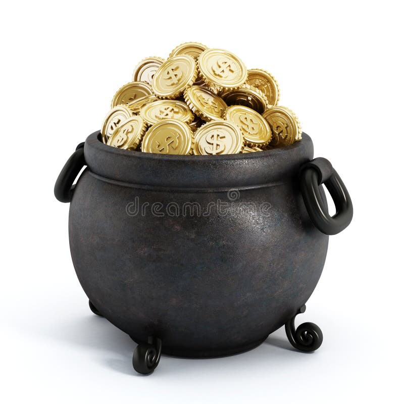Pot with gold coin stock illustration. Illustration of patricks - 33639124