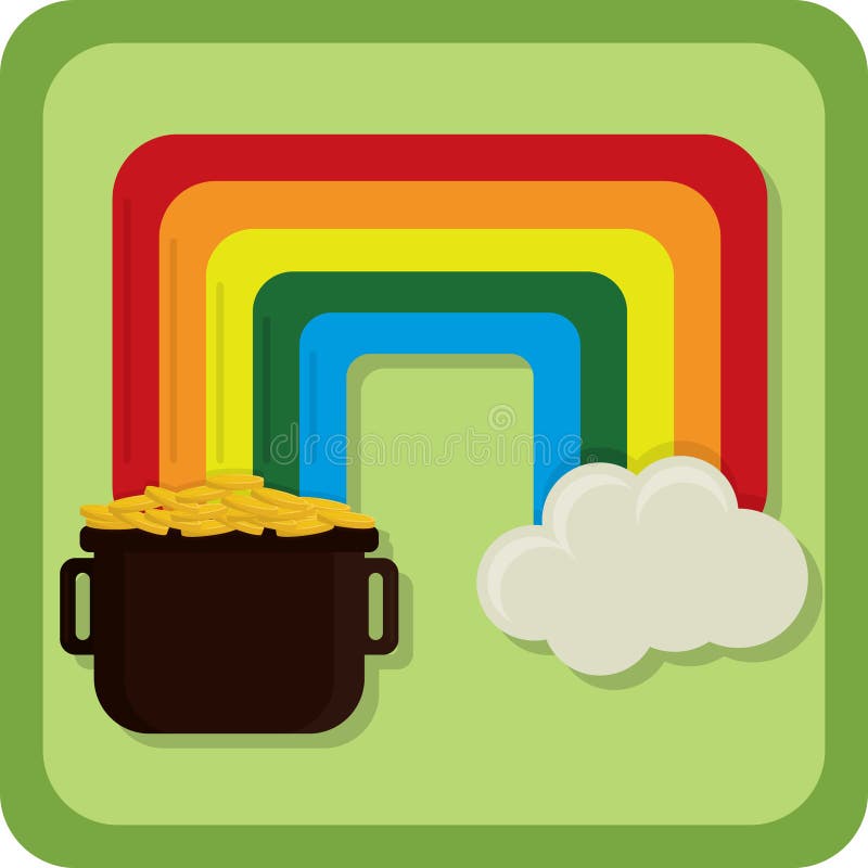 Pot of Gold with Magic Rainbow. Vector Illustration Decorative Design ...