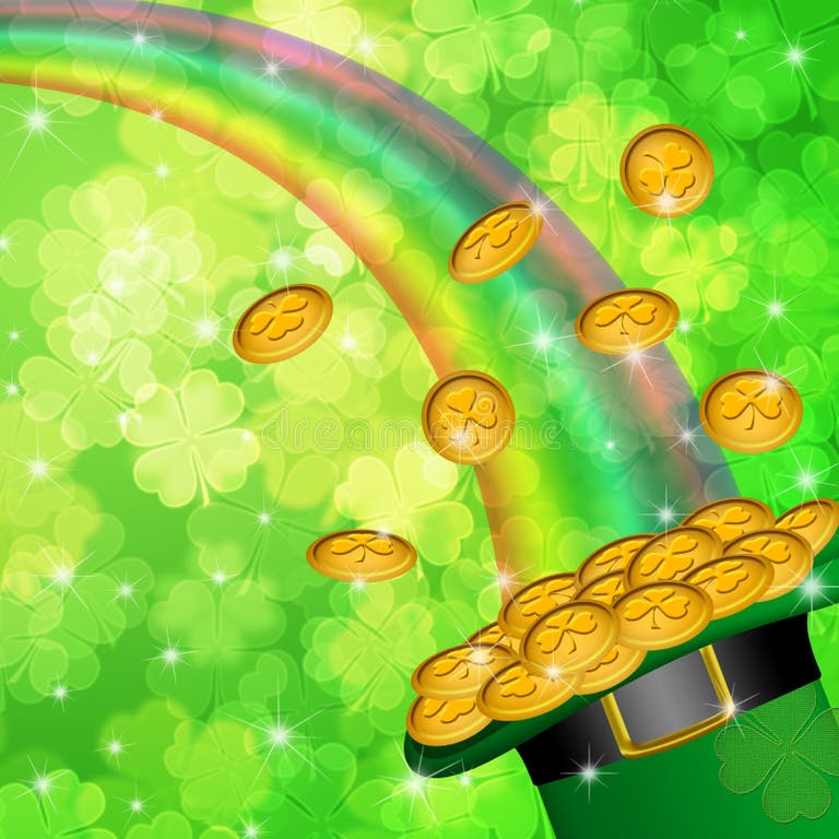 Pot of Gold Shamrock Blurred Background Stock Illustration ...