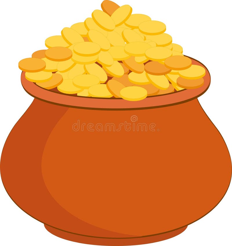 Pot with gold coin stock illustration. Illustration of patricks - 33639124
