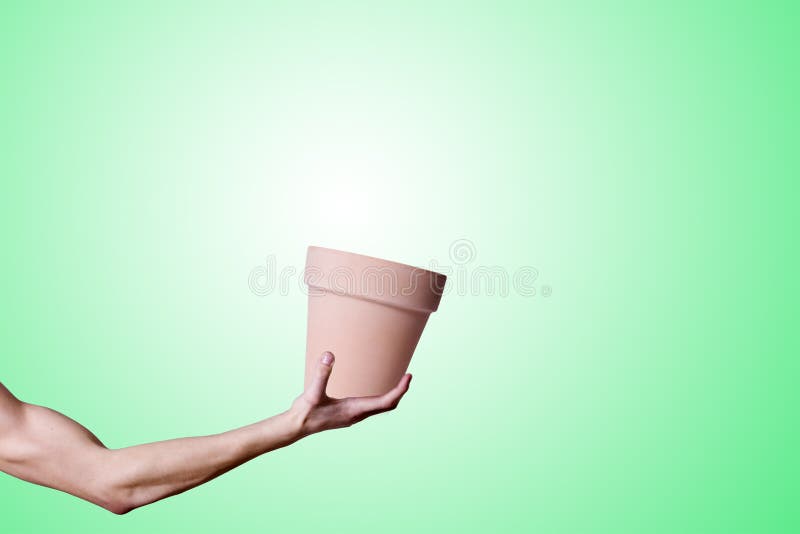 Pot in the hand stock photo. Image of aspirations, light - 3247102