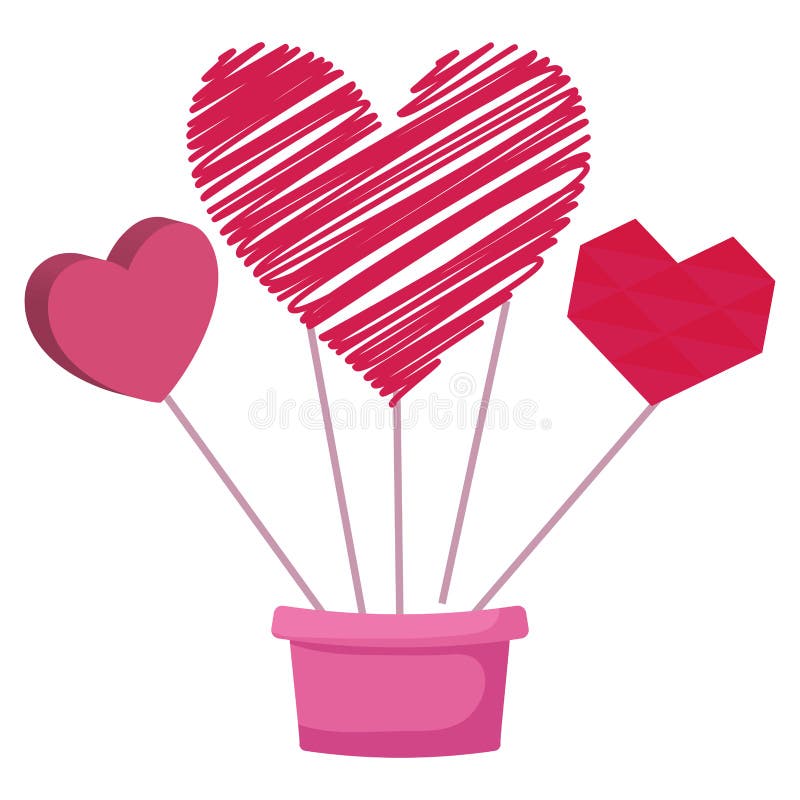 Pot with hearts love stock vector. Illustration of season - 137065091