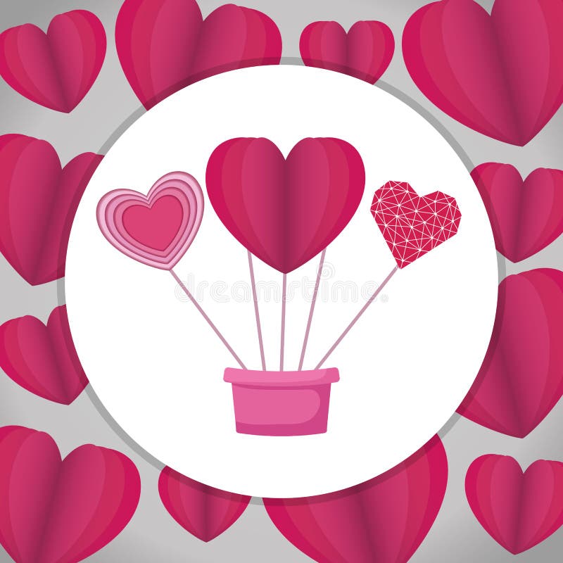 Pot with hearts love stock vector. Illustration of decor - 137065745