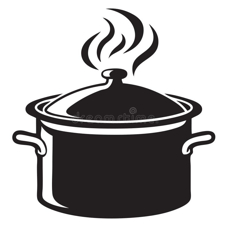 Pot with Hot Dish Being Cooked Stock Vector - Illustration of ...