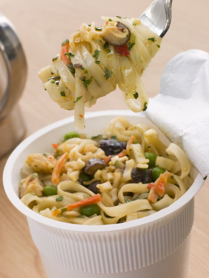 Pot of Instant Chicken Noodles Stock Photo - Image of fork, indoors ...