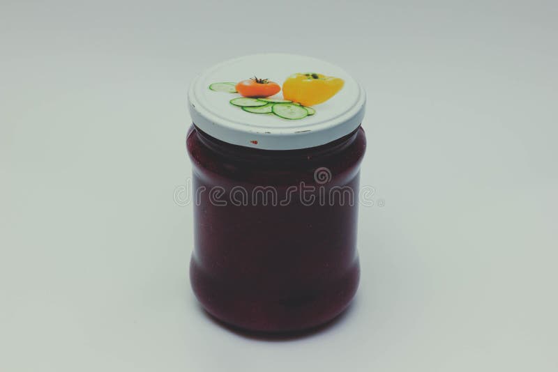 Pot of jam on white stock photo. Image of ingredient - 109543574
