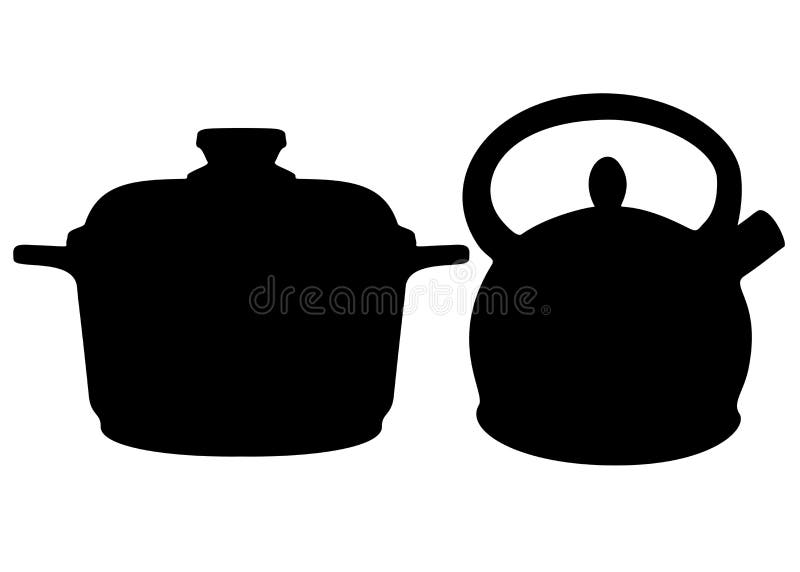 Pot and kettle included. stock vector. Illustration of saucepan - 212293906