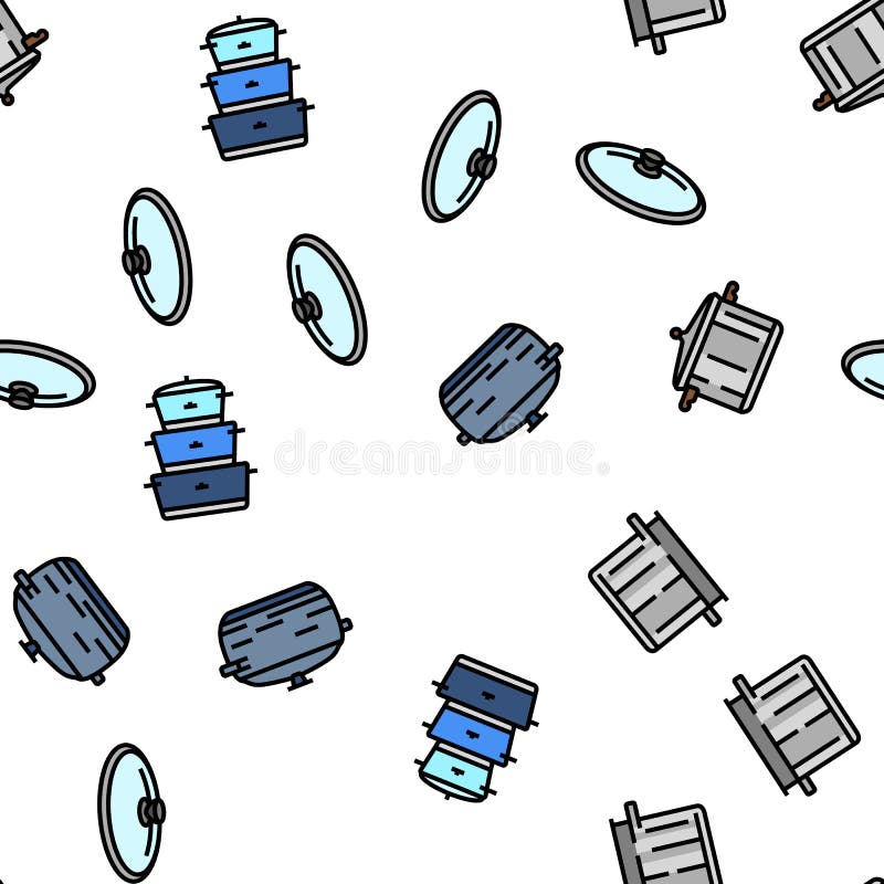 Pot Kitchen Food Pan Cooking Vector Seamless Pattern Stock Vector ...