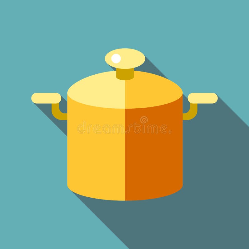 Pot with Lid Icon, Flat Style Stock Vector - Illustration of object ...