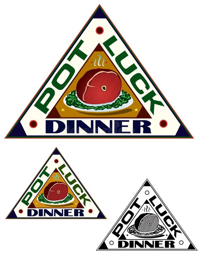 Pot Luck Dinner Emblem stock vector. Illustration of triangular - 63798291