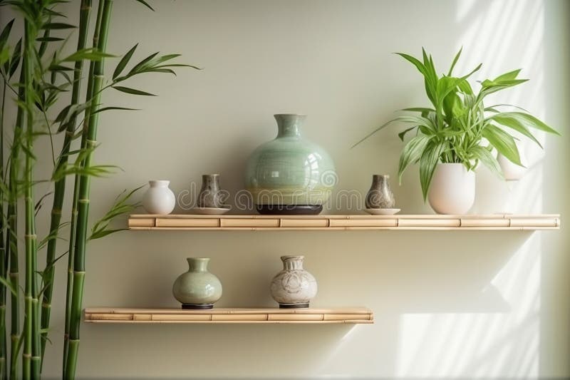 Pot with Lucky Bamboo Plant on Table. Generative Ai Stock Illustration ...