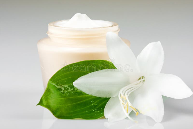 Pot of Moisturizing Face Cream Stock Image - Image of cosmetic, flora ...