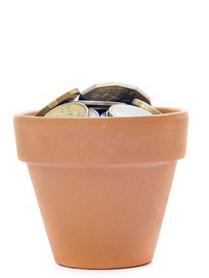A Single Pot with Coins of Money Stock Image - Image of successful ...