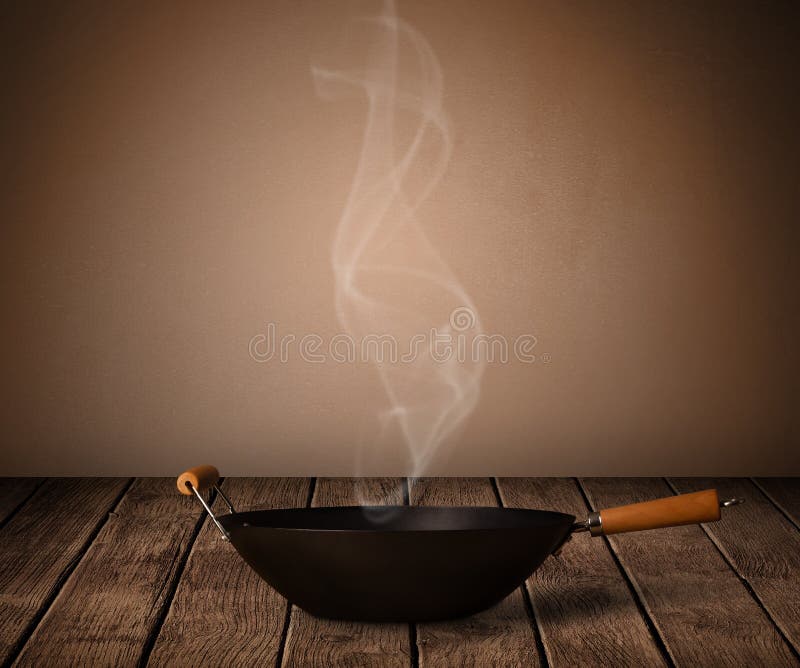 Pot on old wooden table stock image. Image of frying - 33469497