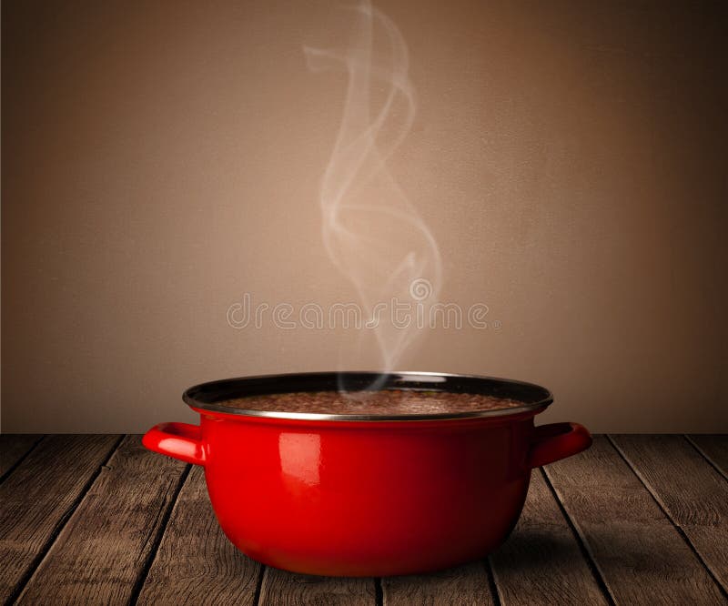 Pot on old wooden table stock photo. Image of tool, single - 42521156