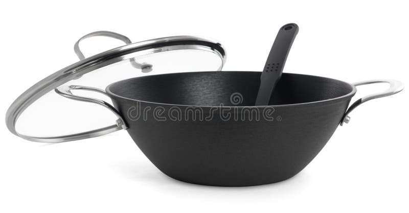 Pot with Open Lid and Ladle Stock Image - Image of flat, handle: 94744071