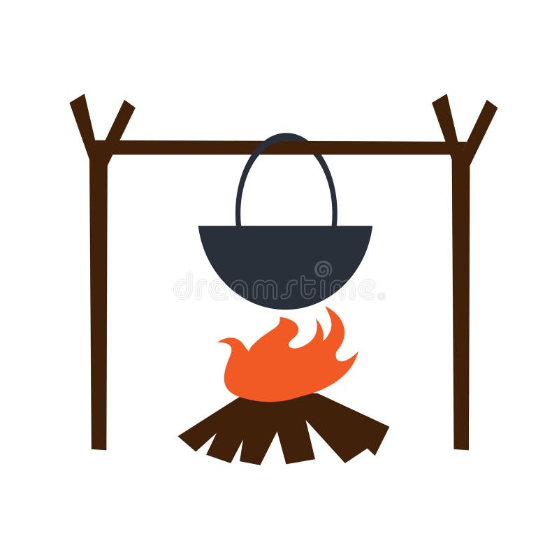 Pot Cooking Over Fire Vector Illustration Stock Illustrations – 109 Pot ...
