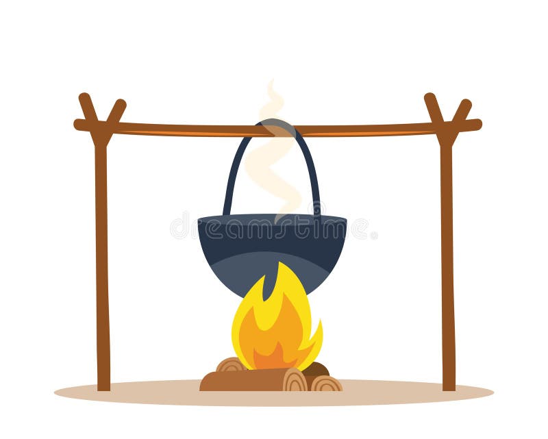 Pot Cooking Over Fire Vector Illustration Stock Illustrations – 243 Pot ...