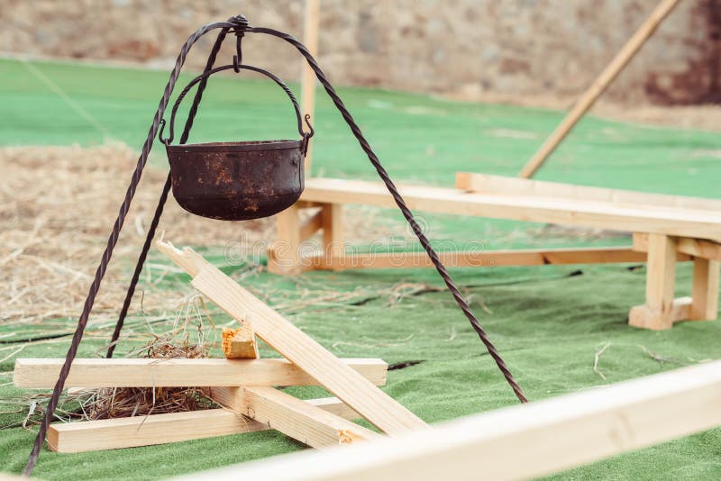 Pot over the fire stock image. Image of heat, fireplace - 120451485