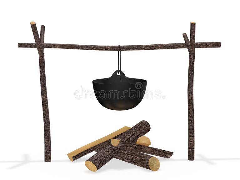 Pot over the fire stock illustration. Illustration of empty - 77449022