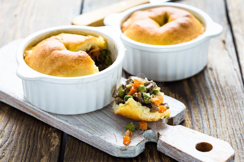 Pot Pie in Ramekin with Vegetables Stock Photo - Image of casserole ...