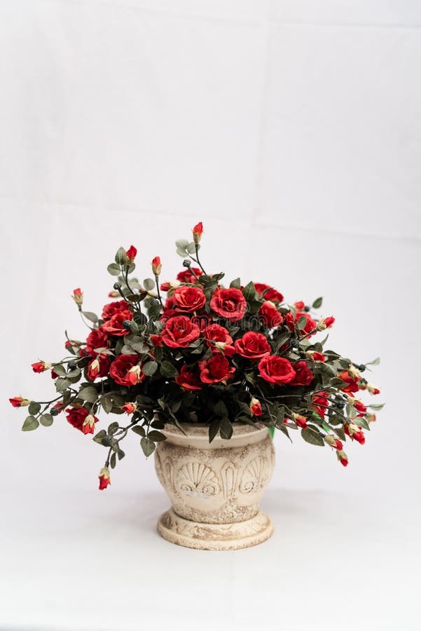 Beautiful Red Roses in a Ceramic Pot Stock Image - Image of decor ...