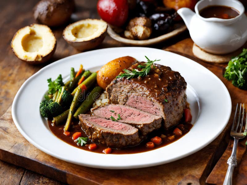 Pot Roast, Traditional American Cuisine Stock Illustration ...