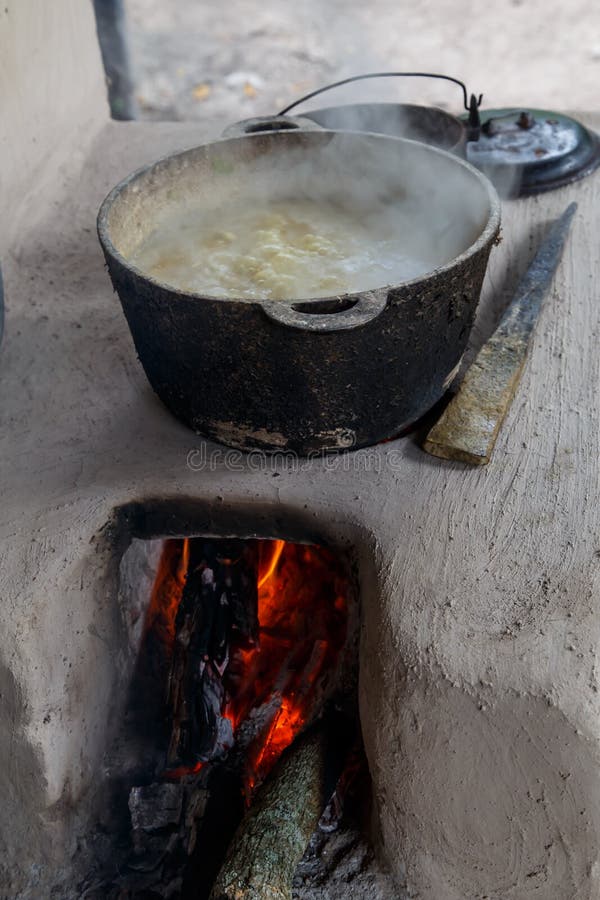 Pot in rustic wood cook stock photo. Image of steam, kitchen - 46029342