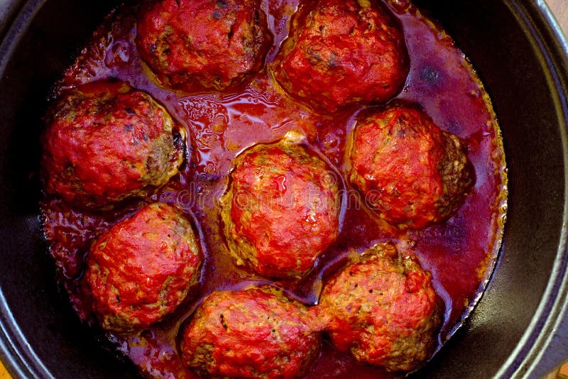A Pot of Spicy Hot Meatballs Stock Image - Image of meatballs, cook ...