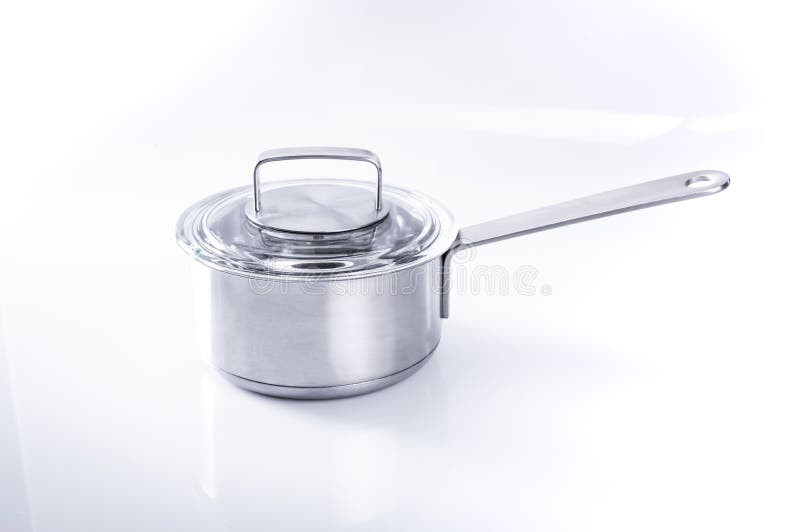 Pot Stainless Steel Saucepan on a White Background. Stock Photo - Image ...