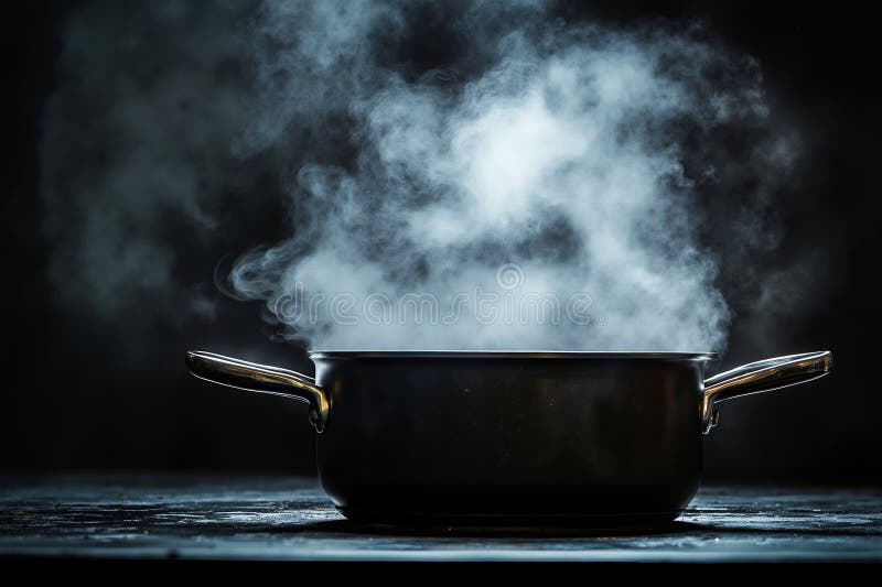 A Pot with Steam Coming Out of it Sitting on a Table Stock Image ...