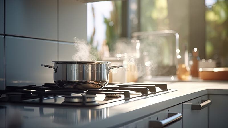 Pot on the Stove in the Kitchen Stock Image - Image of home, culinary ...