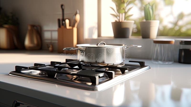 Pot on the Stove in the Kitchen Stock Image - Image of cook, kitchen ...