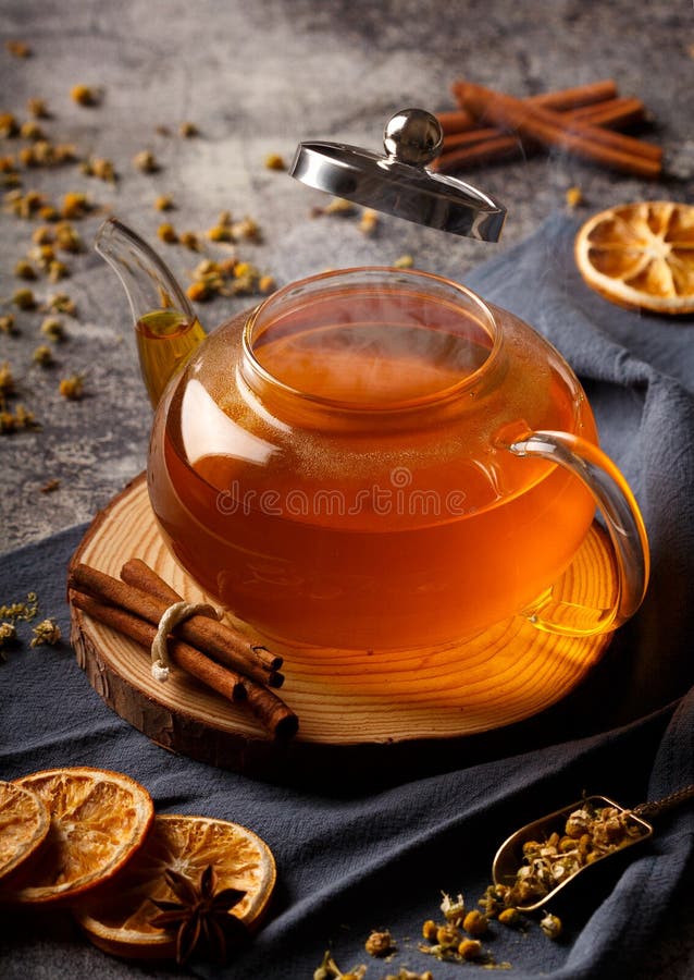 A Pot of Tea with Cinnamon and Orange. Stock Photo - Image of automn ...