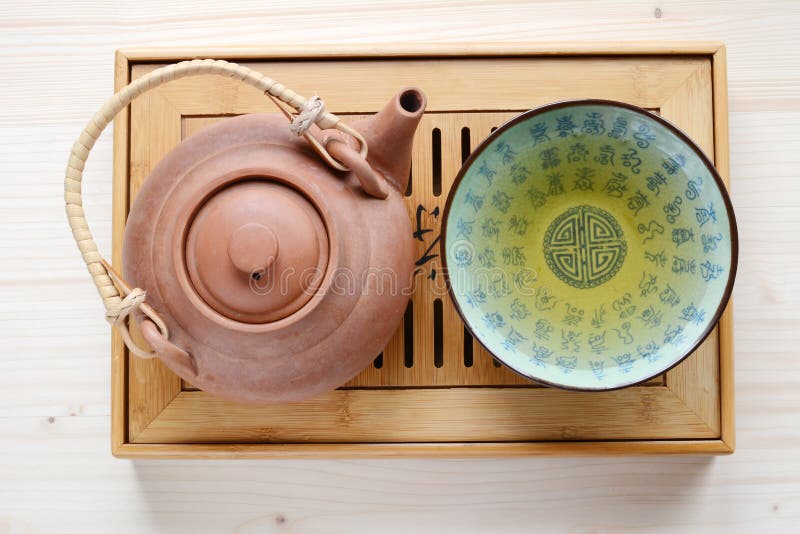 Pot of Tea on a Wooden Plate. Stock Image - Image of fermented ...