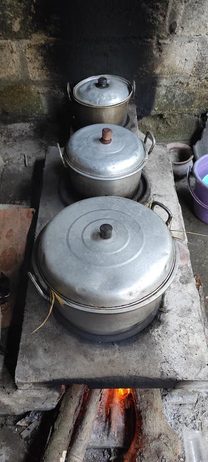 The Pot on the Traditional Old Fire Stove in the Kitchen / Pawon, Fire ...