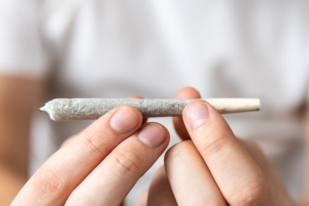Pot Use Concept. Marijuana Joint Close Up. Stock Image - Image of ...