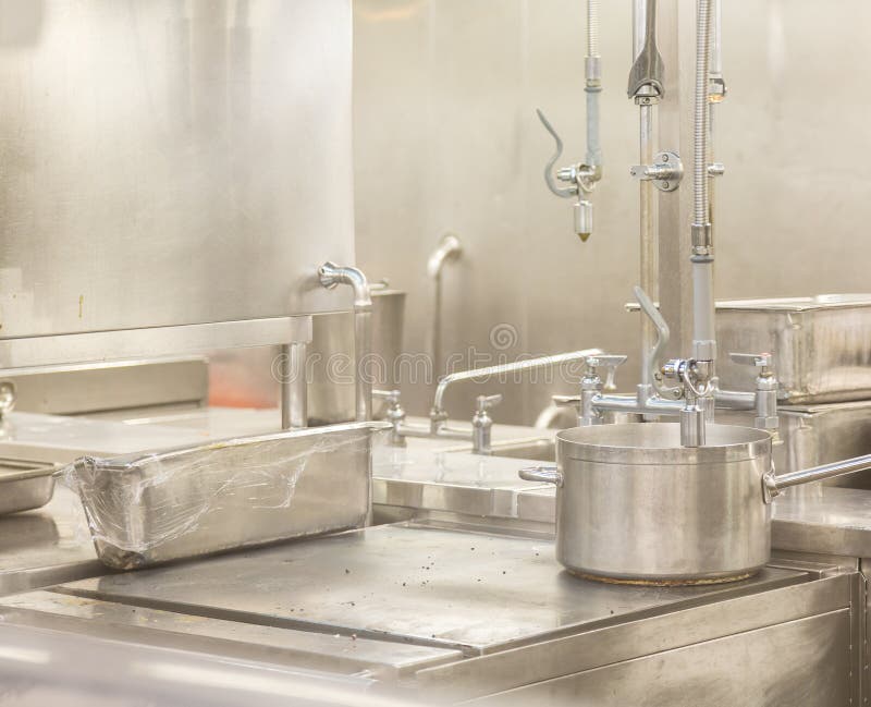 Pot Washing Area in Kitchen Stock Image - Image of industry, stainless ...