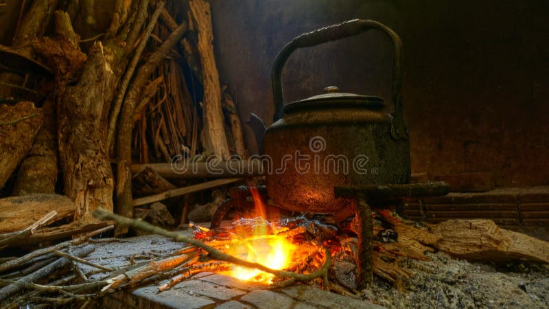 Burning Fire with Hot Pot for Food Stock Photo - Image of food, fire ...