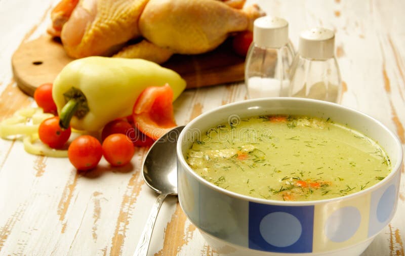 Potage de poulet image stock. Image du carotte, culinaire - 18022721