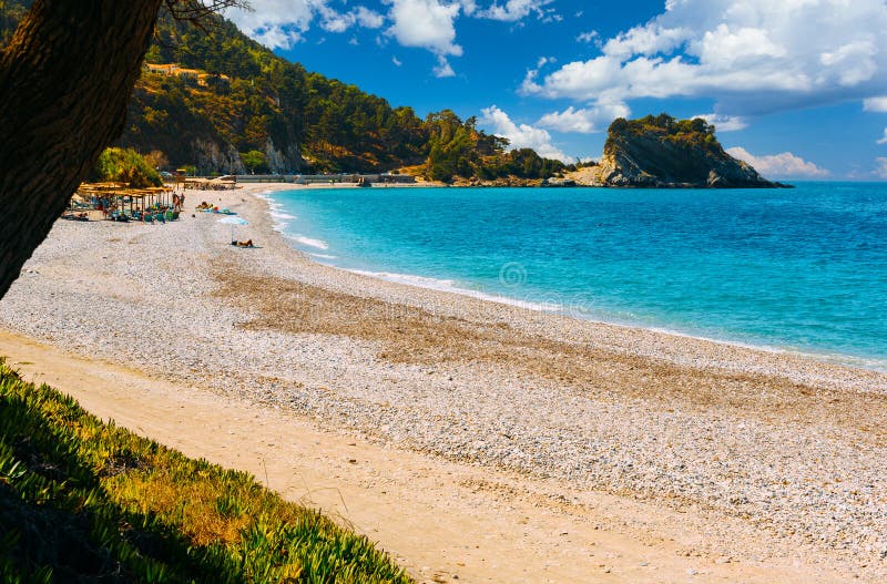 Beach Potami in Island Samos in Greece Stock Photo - Image of water ...